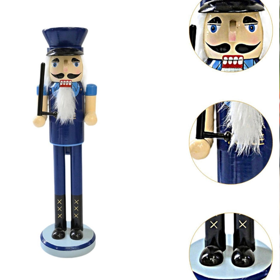 Policeman Santa Wood Nutcracker 15” Women Kids Men’s Christmas Home De ...
