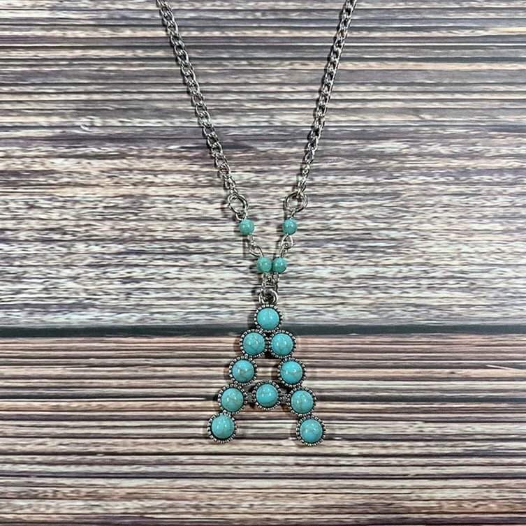 Western Boho Turquoise Initial Letter Pendant Chain Necklace – Making ...